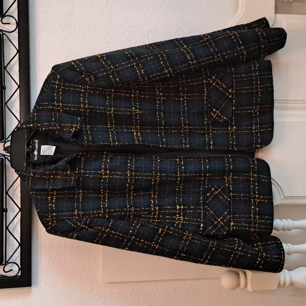 Sag Harbor Jacket Women's Size 14 Tweed Colorful - Gem